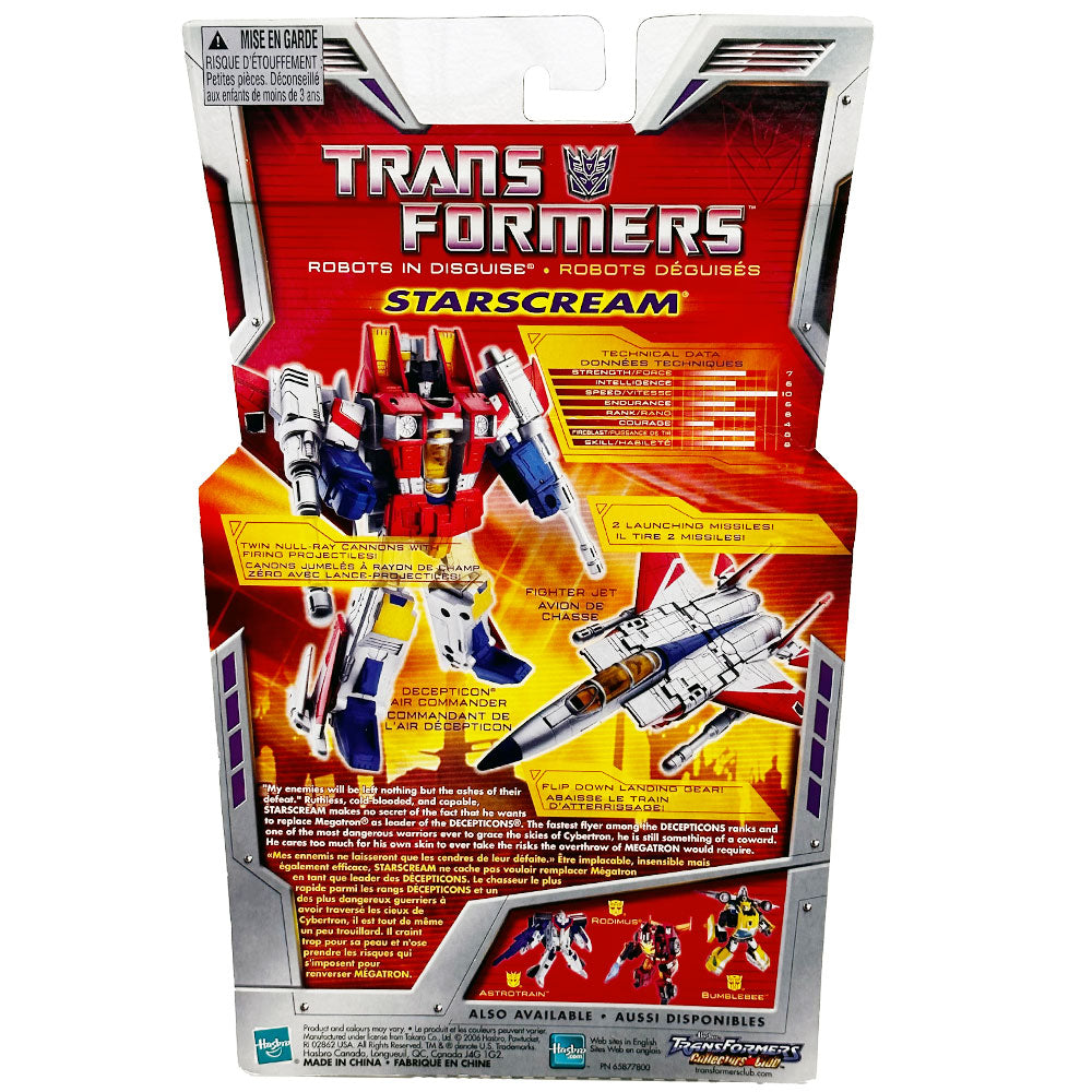Transformers Classics Starscream Deluxe Toy Hasbro Canada Multilingual ...