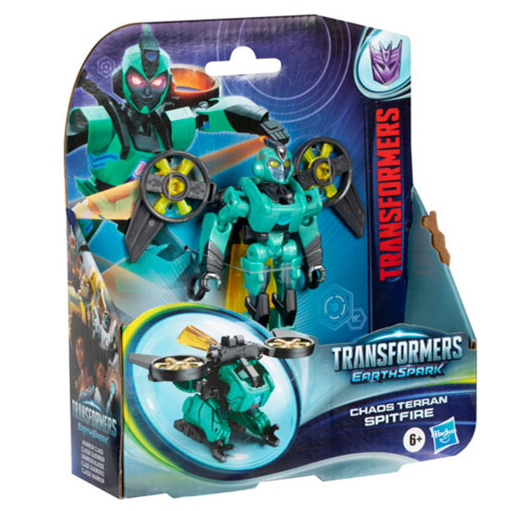 Transformers Earthspark Chaos Terran Spitfire Warrior green drone Toy ...