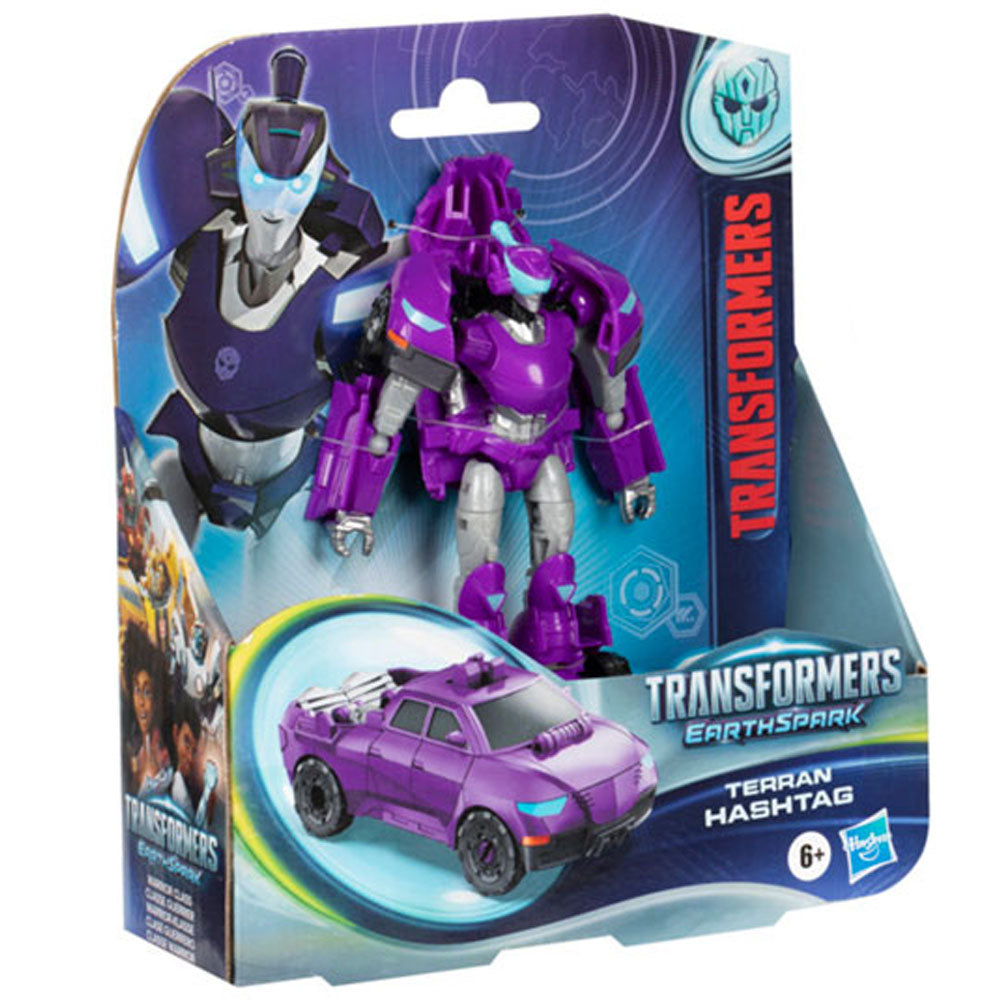 Transformers Earthspark Terran Hashtag Warrior Purple Pickup Robot Toy ...
