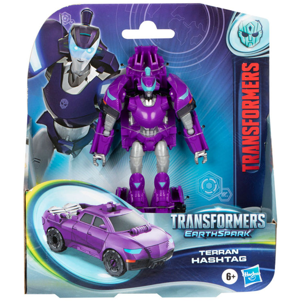 Transformers Earthspark Terran Hashtag Warrior Purple Pickup Robot Toy ...