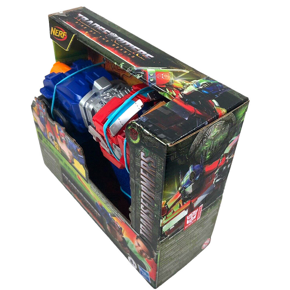 Transformers ROTB Nerf Optimus Prime Blaster Theatrical Movie Logo Box ...