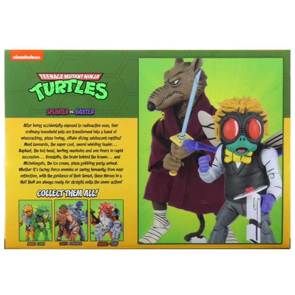 NECA TMNT Ninja Turtles Cartoon Splinter vs. Baxter The Fly 2-pack toy ...